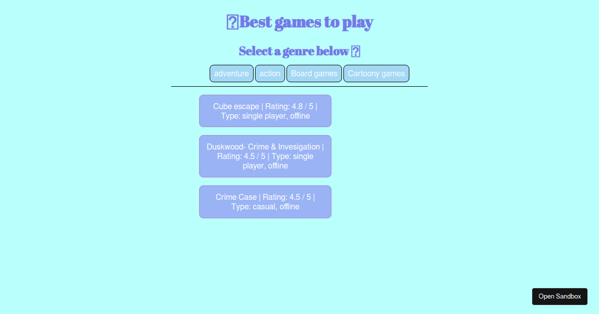 online-game-recommendation - Codesandbox