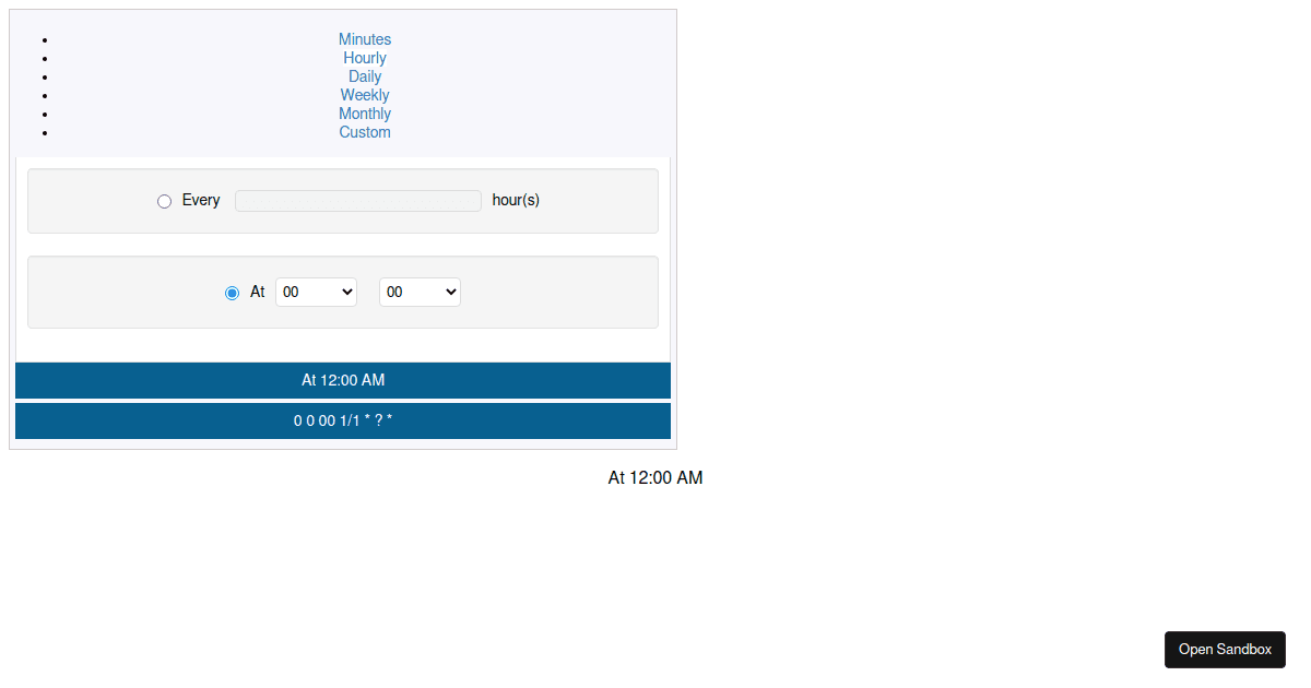 react-cron-generator (forked) - Codesandbox