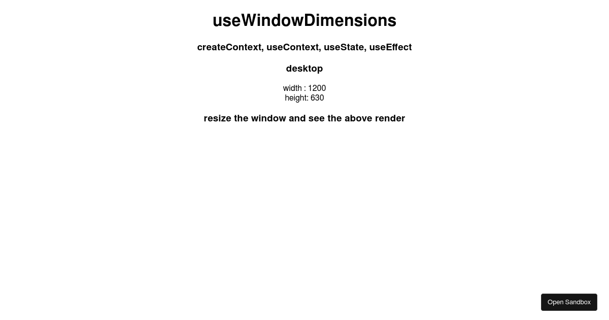 useWindowDimensions - Codesandbox