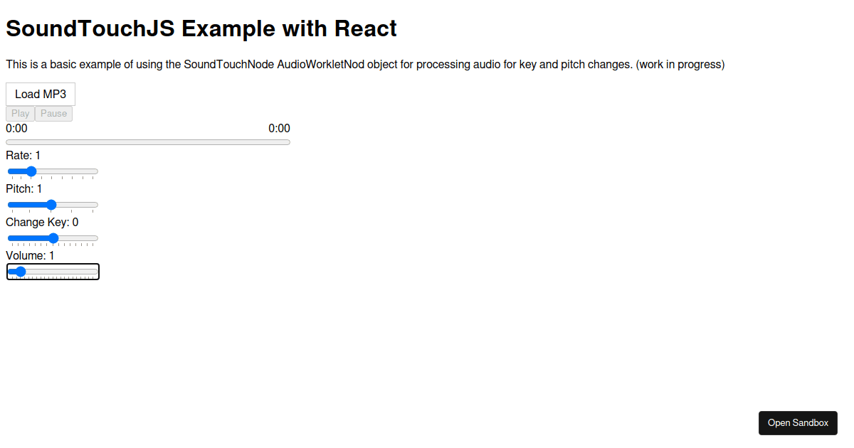 SoundTouchJS SAC Audio Worklet with React (forked) - Codesandbox