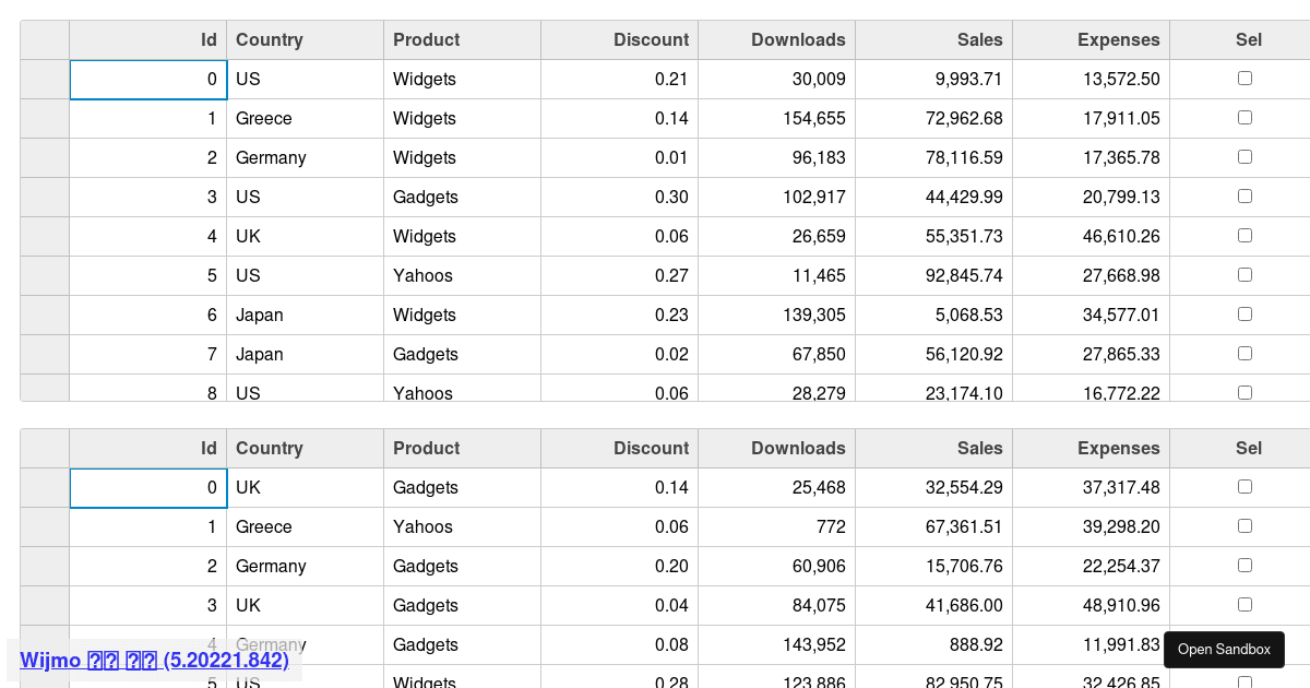 wijmo cell 간 drag and drop - Codesandbox