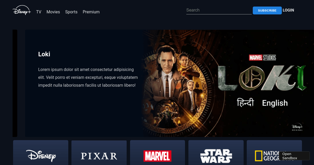 Disney+hotstar clone - Codesandbox