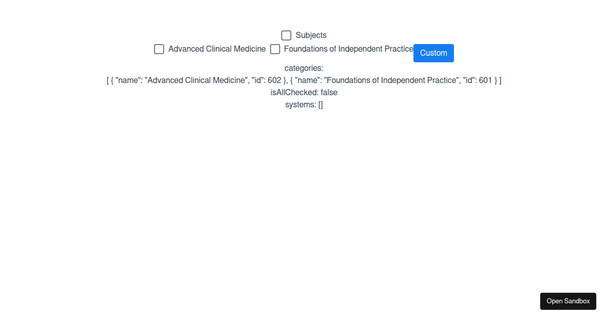 Checkbox Array Component Codesandbox
