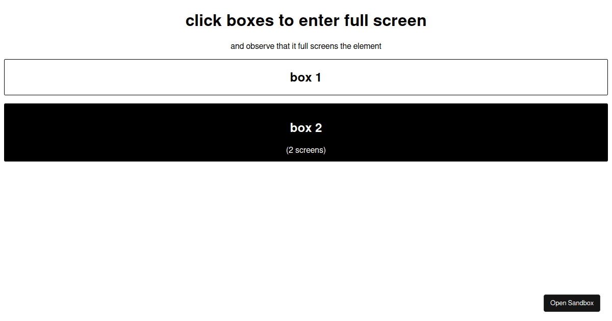 request full screen - Codesandbox