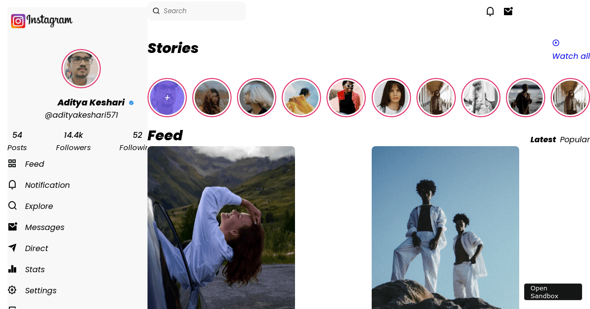 Instagram Clone - Codesandbox