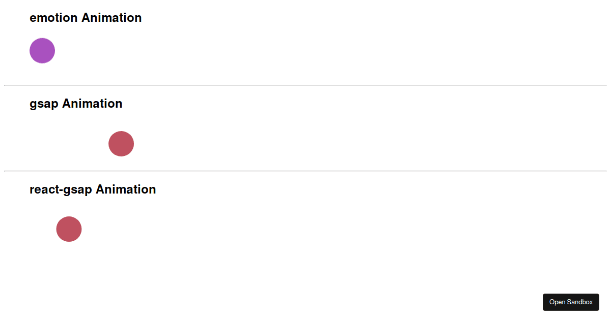 React Animation Interaction Codesandbox