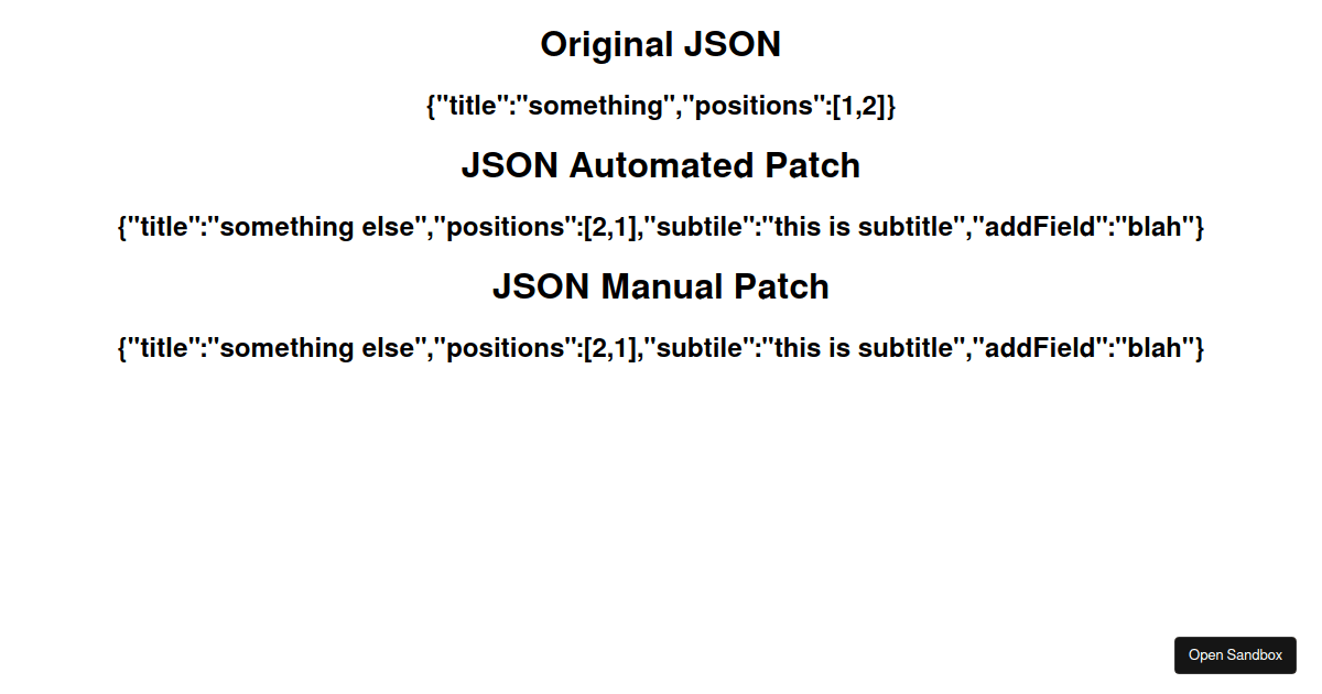 JSON Patch Manual and Automated - Codesandbox