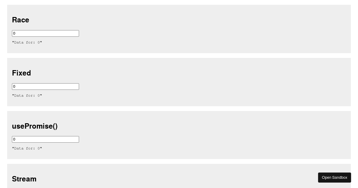 js race condition example - Codesandbox