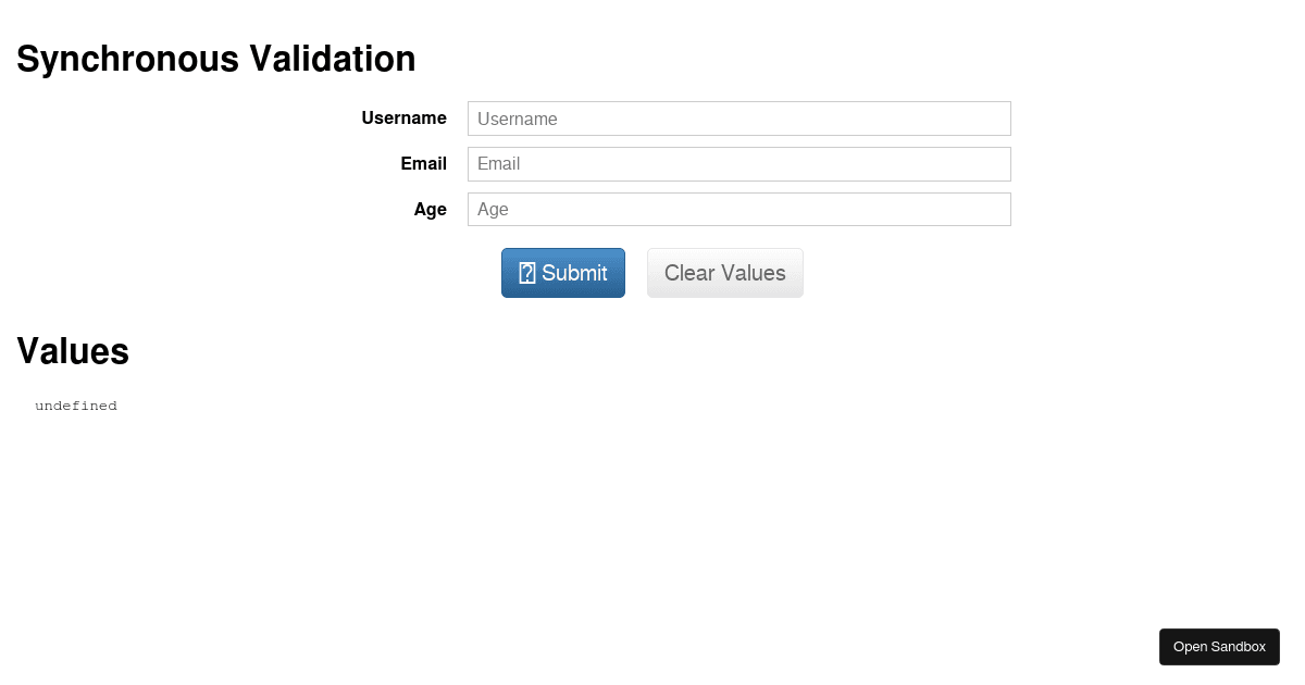 Redux Form - Synchronous Validation (forked) - Codesandbox