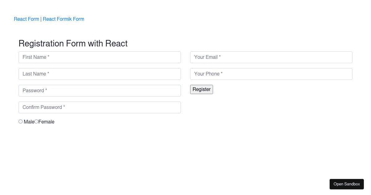 React Codesandbox