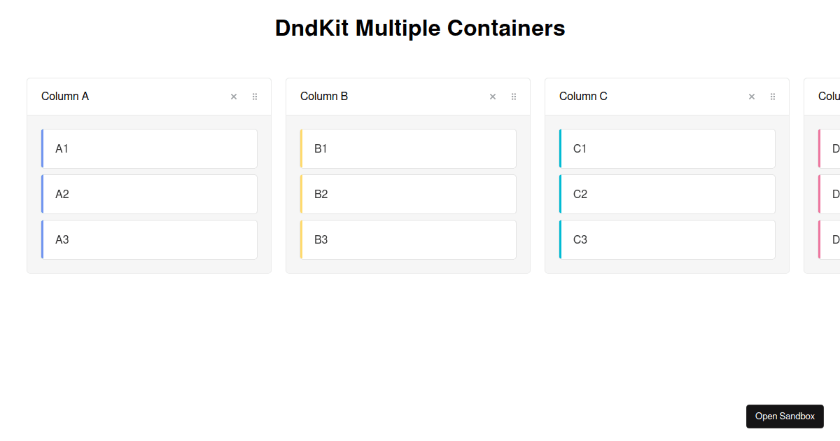 DndKit Multiple containers (forked) - Codesandbox