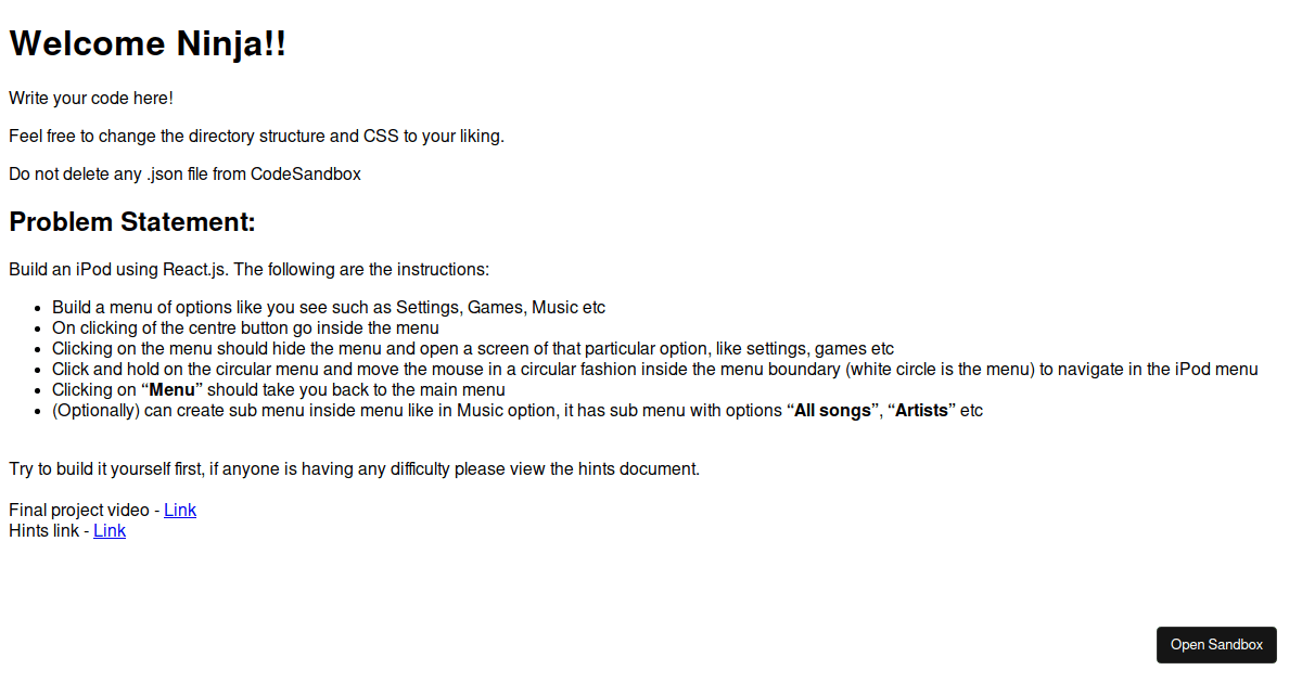 I Pod - starter code - Codesandbox