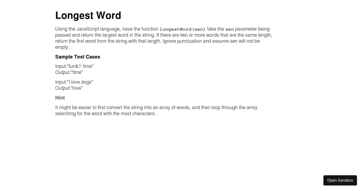 longest-word - Codesandbox