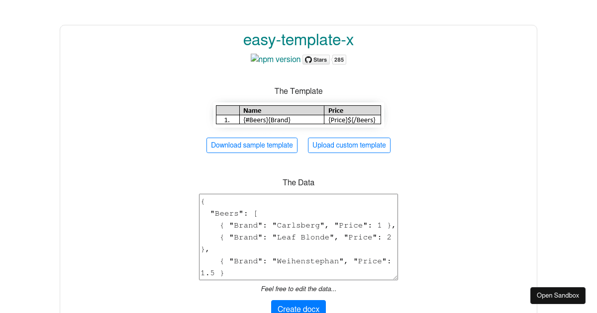 easy-template-x demo - Codesandbox