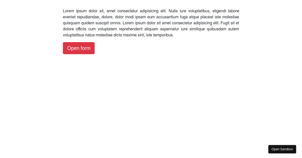 React Modal Form Pop Up Forked Codesandbox