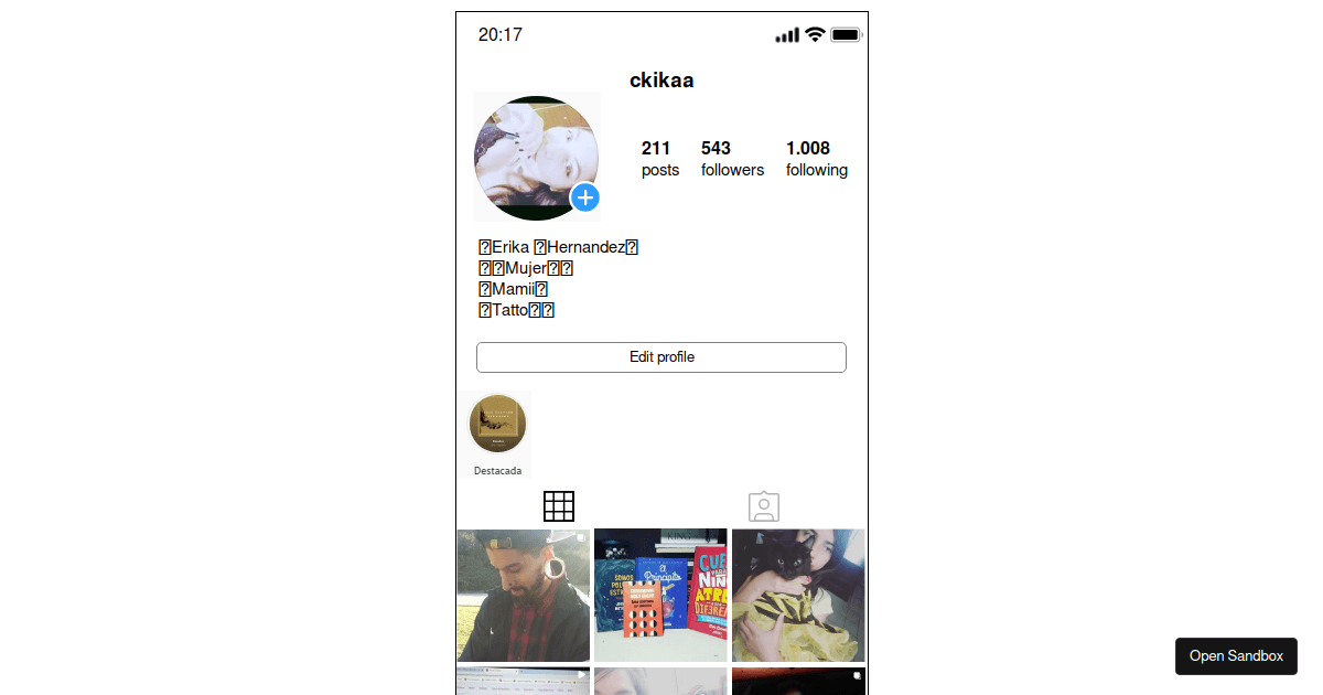 instagram layout - Codesandbox