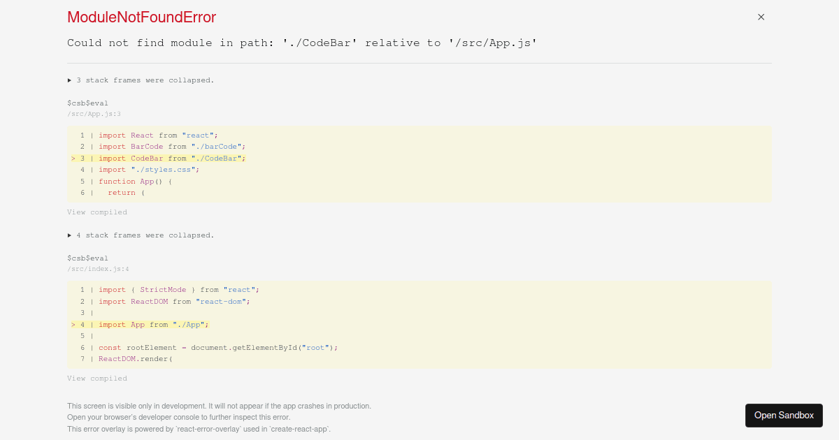 create barcode here - Codesandbox