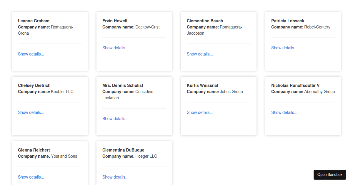 Dynamic list fetched from API (React) - Codesandbox