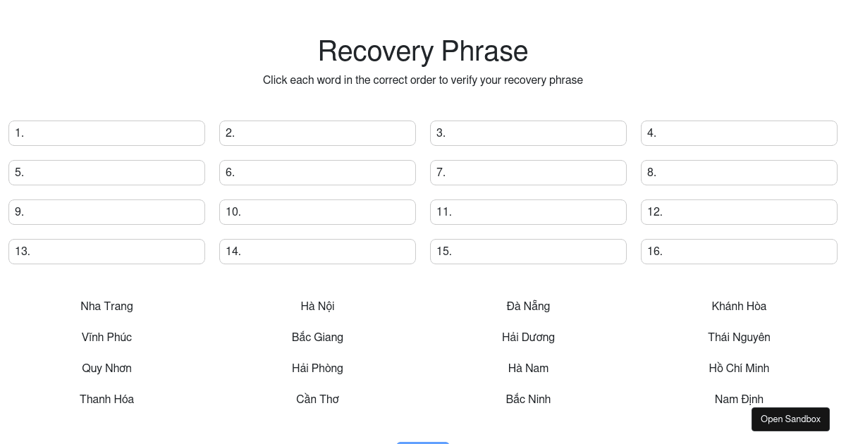 recovery-phrase - Codesandbox