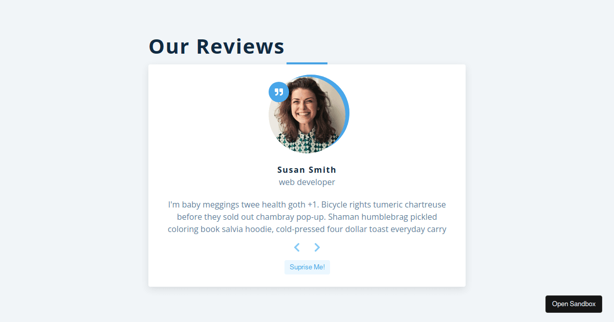 Reviews slider - Codesandbox