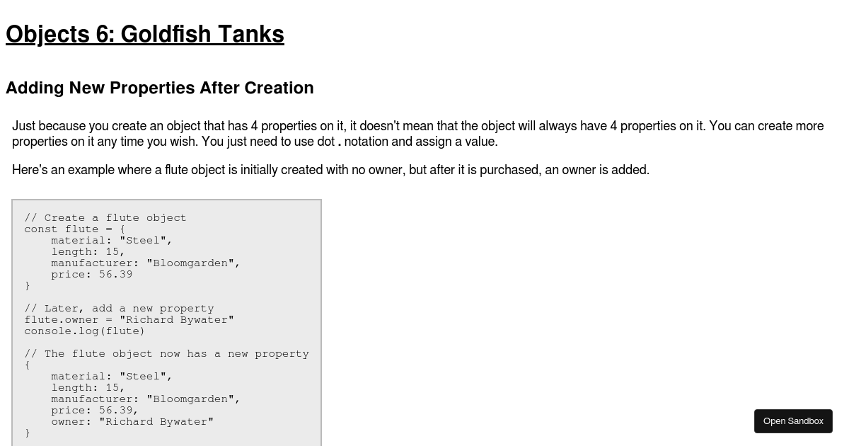 Objects 6: Goldfish Tanks - Codesandbox