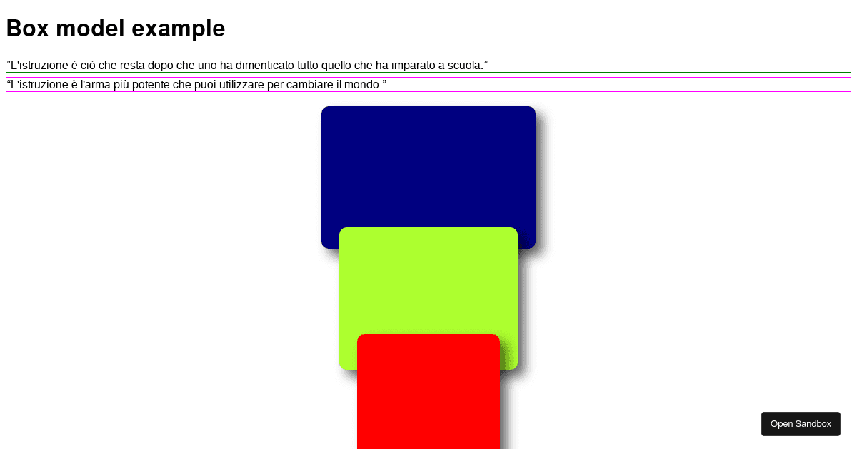 box model example - Codesandbox