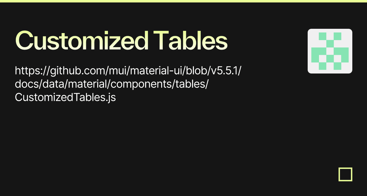 Customized Tables - Codesandbox