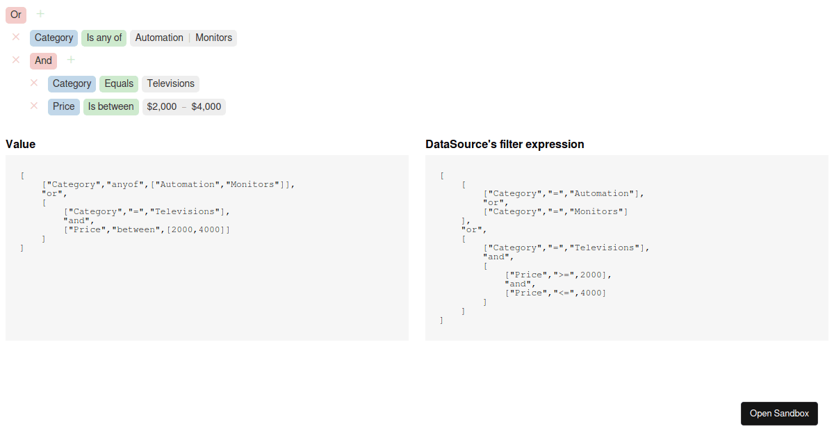 Customization - DevExtreme Filter Builder - Codesandbox