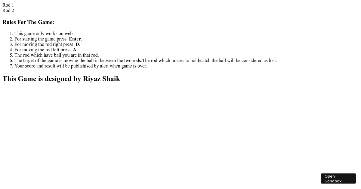 Ping Pong Game Codesandbox