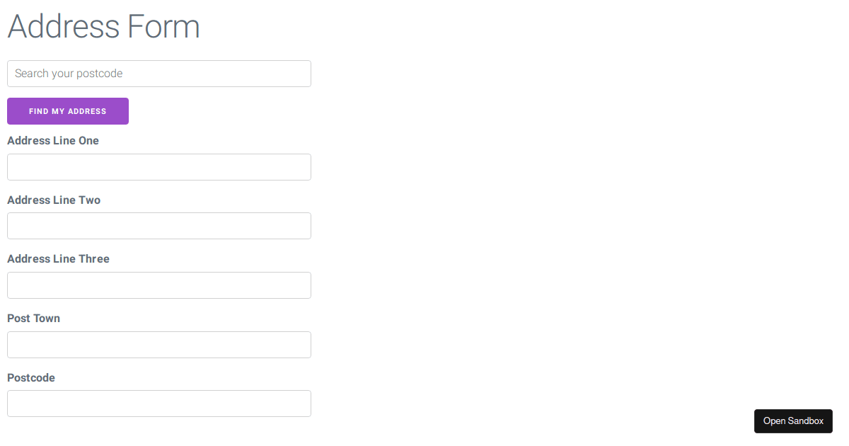 Postcode Lookup: Basic Demo - Codesandbox