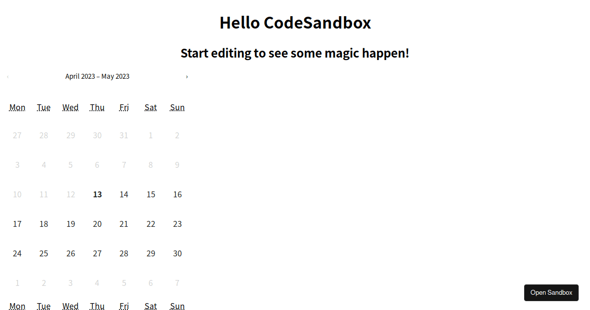 custom calendar - Codesandbox