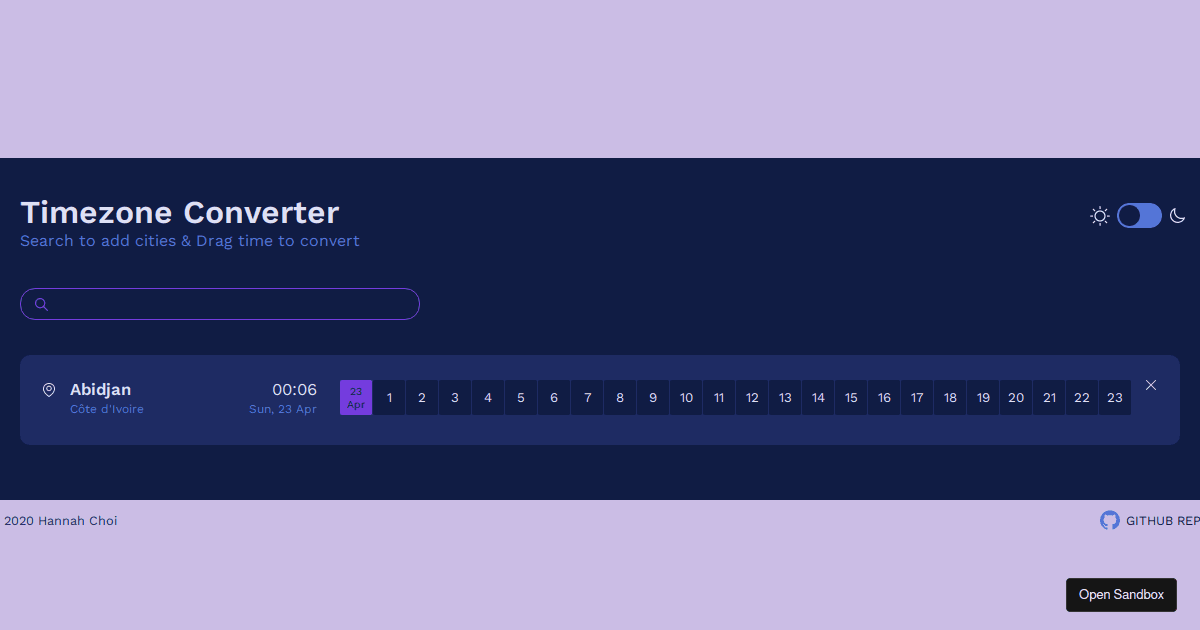 Timezone React Codesandbox
