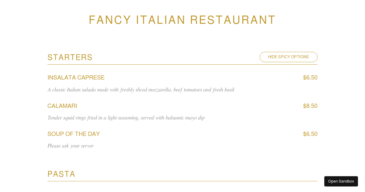 2022 Internship Exercise - Menu (forked) - Codesandbox