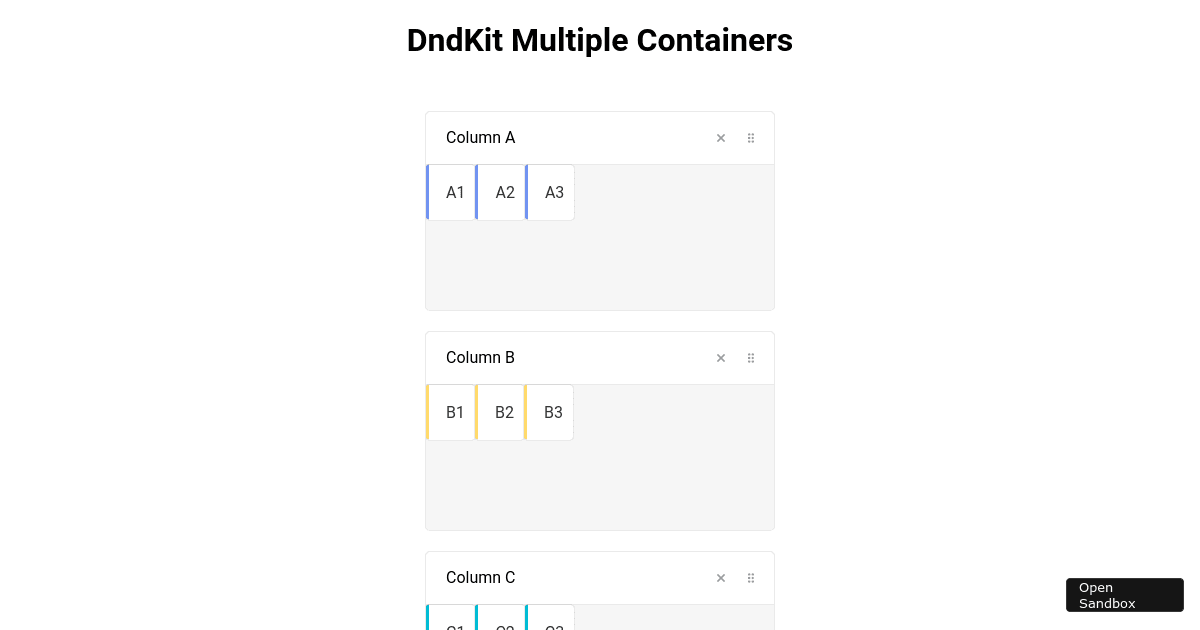 DndKit Multiple containers (forked) - Codesandbox