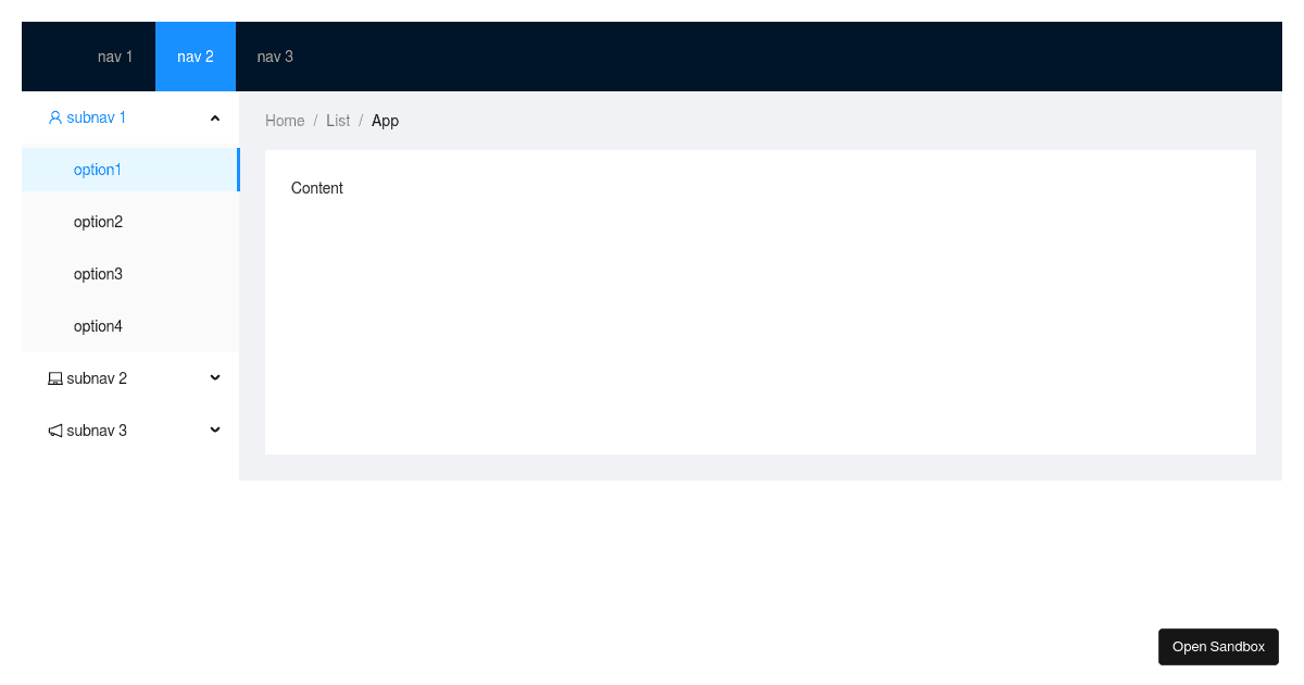顶部-侧边布局-通栏 - ant-design-vue@3.2.16 - Codesandbox