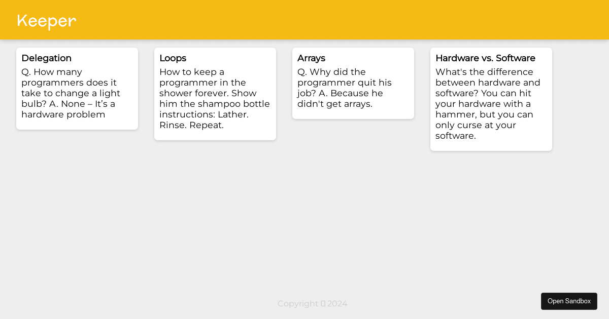 keeper-app-part-2-starting - Codesandbox