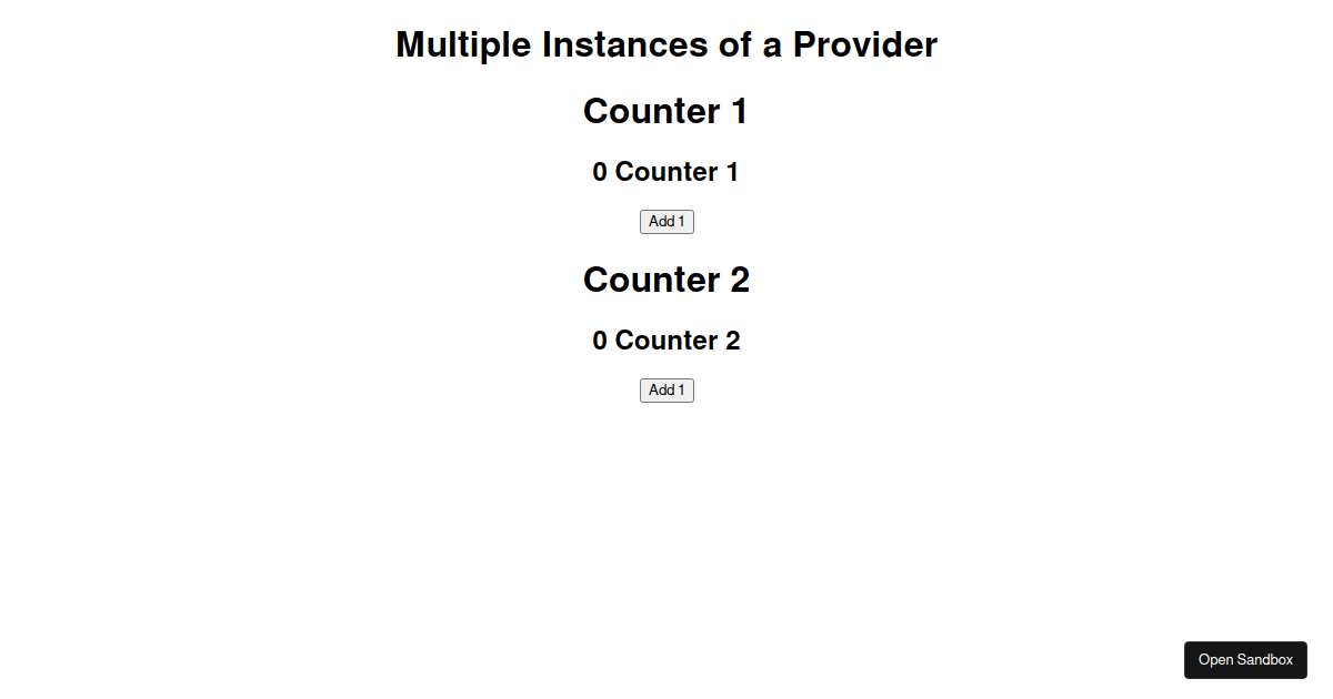 Multiple Instances of a Provider - Codesandbox