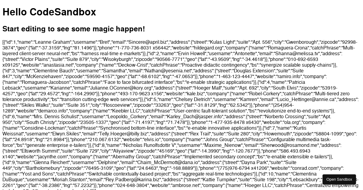 Lesson - API SDK - Codesandbox