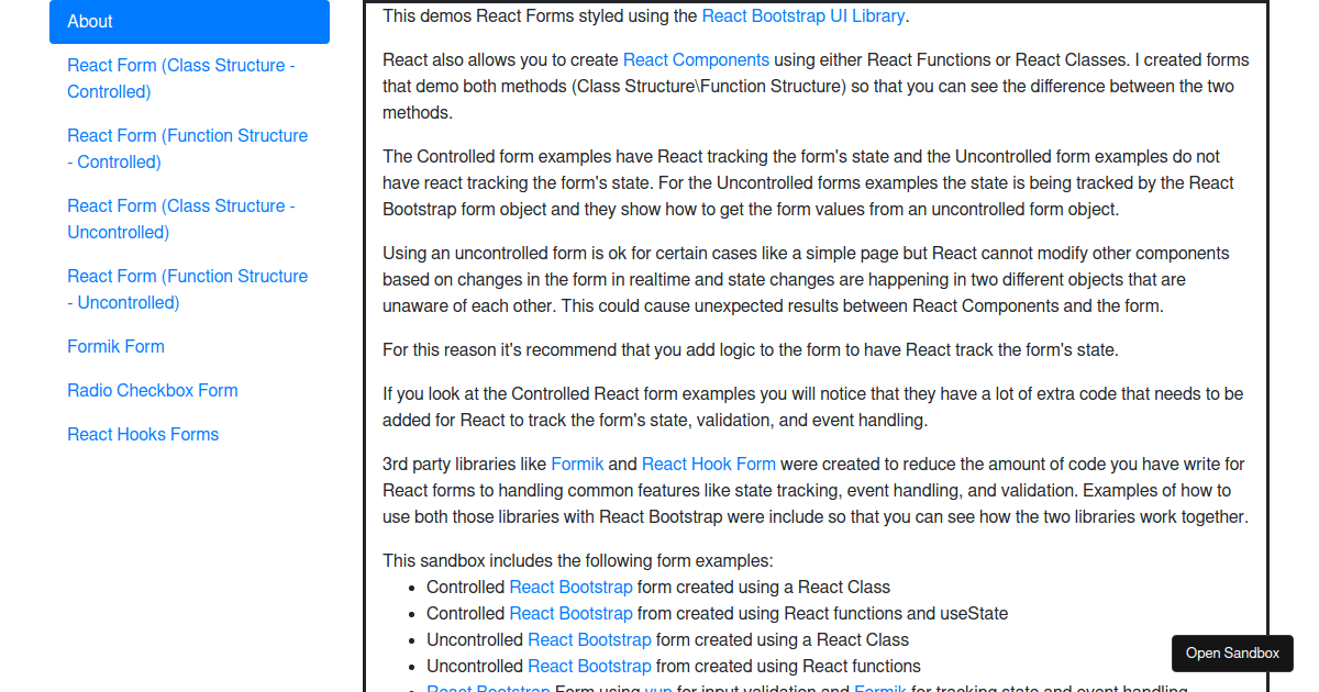 React Bootstrap Forms Multiple Ways Codesandbox 