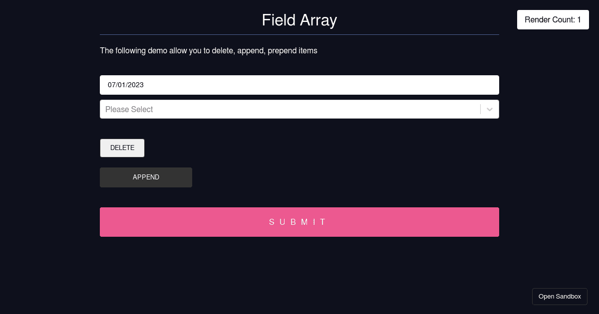 React Hook Form V6 Controller Append Prepepend Insert Forked Codesandbox