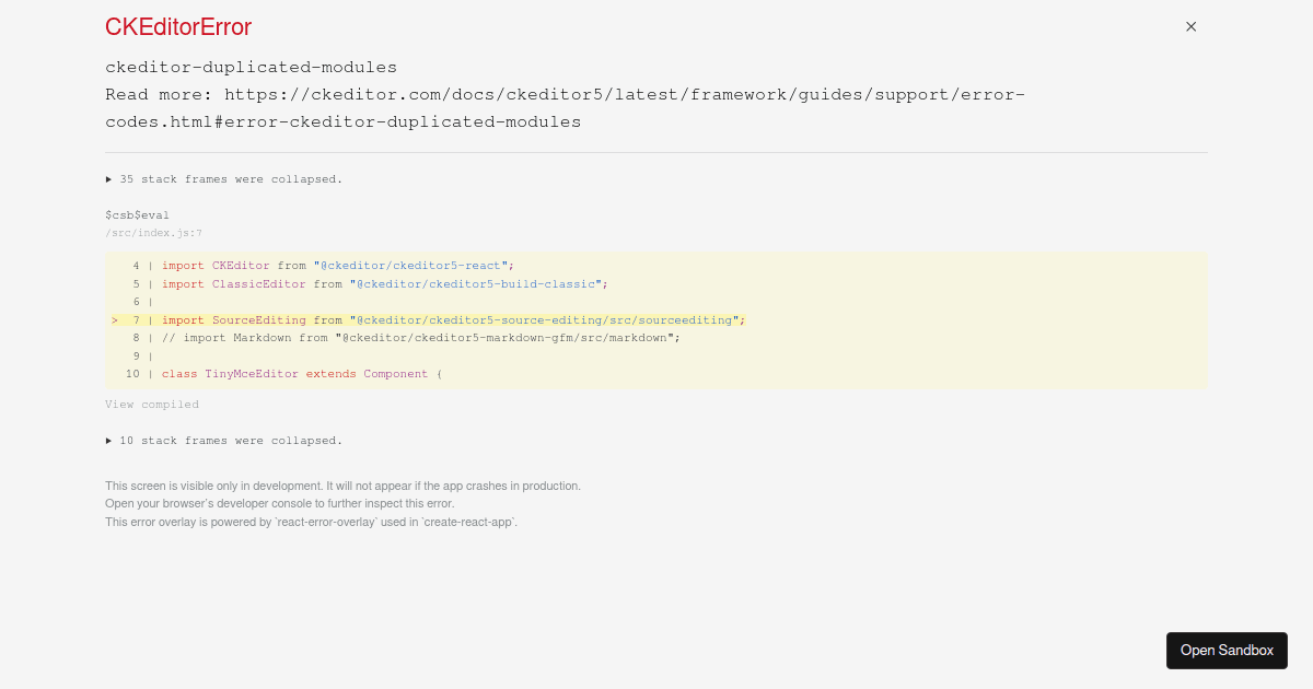 CKEditor 5 React (forked) - Codesandbox