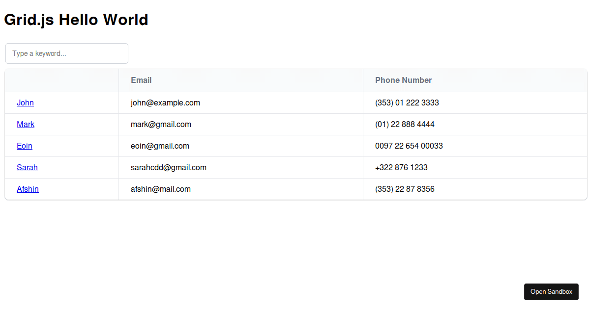 gridjs-hello-world (forked) - Codesandbox