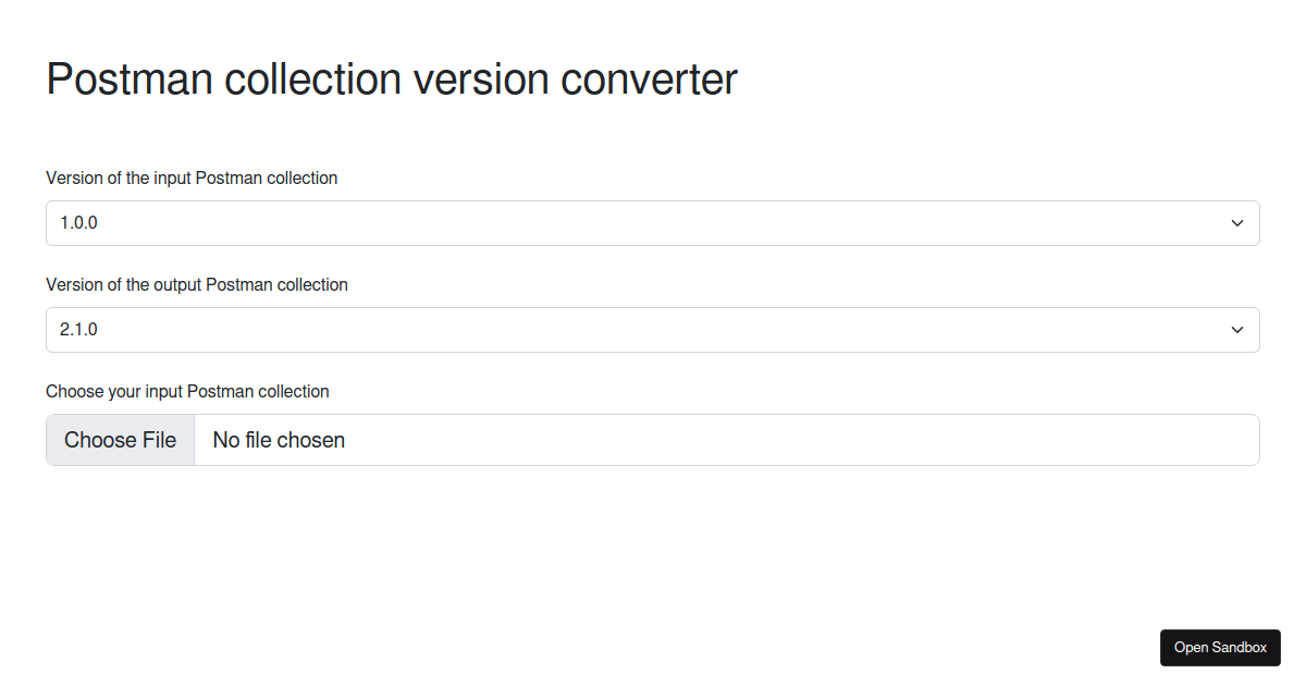 Postman Collection Converter - Codesandbox