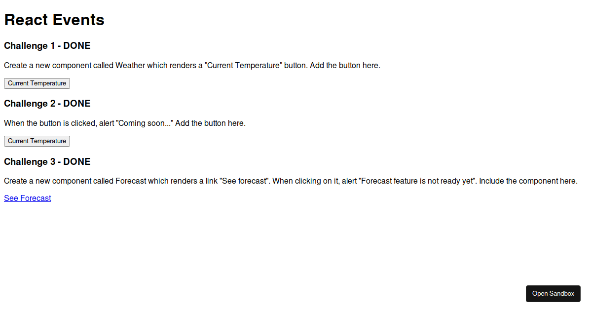 React Events Forked Codesandbox