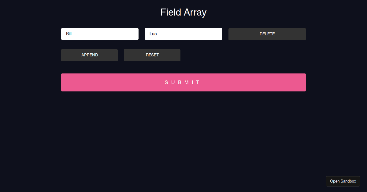 React Hook Form - useFieldArray (forked) - Codesandbox