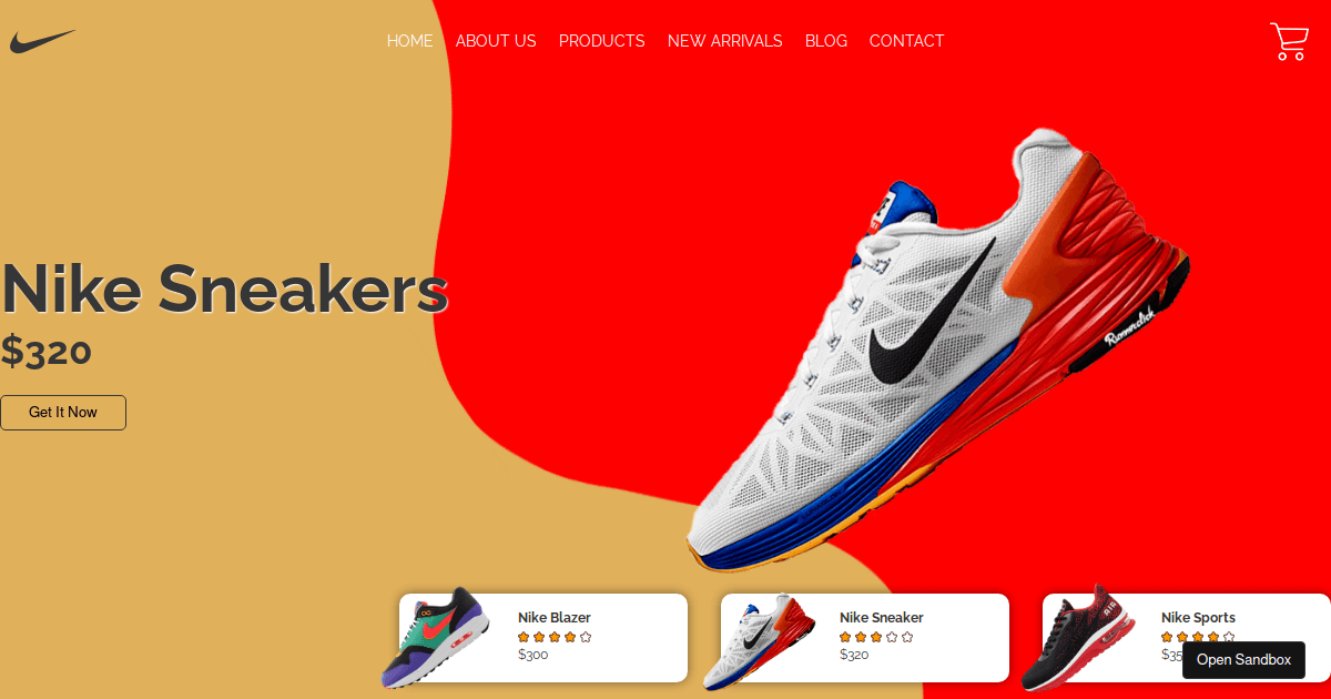 Nike product page - Codesandbox