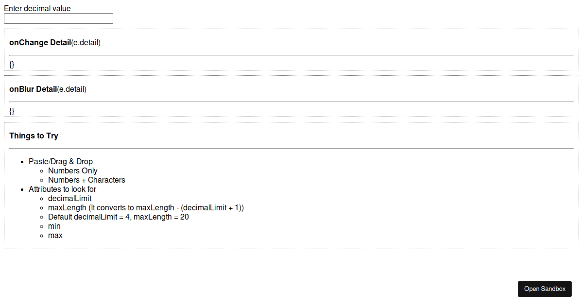React Control Library Decimalinput Codesandbox