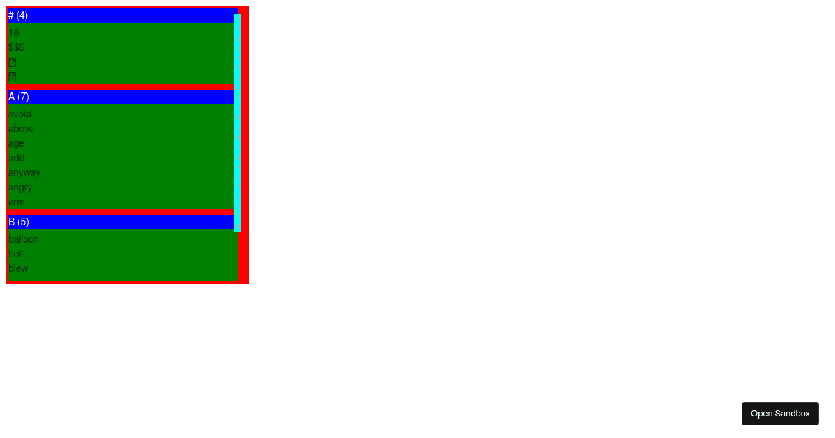 alphabet-list-demo (forked) - Codesandbox