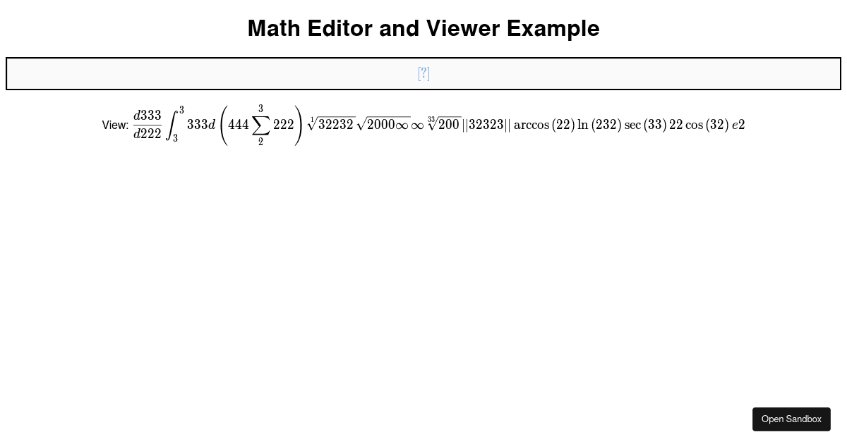 Math Editor and Viewer Example (forked) - Codesandbox