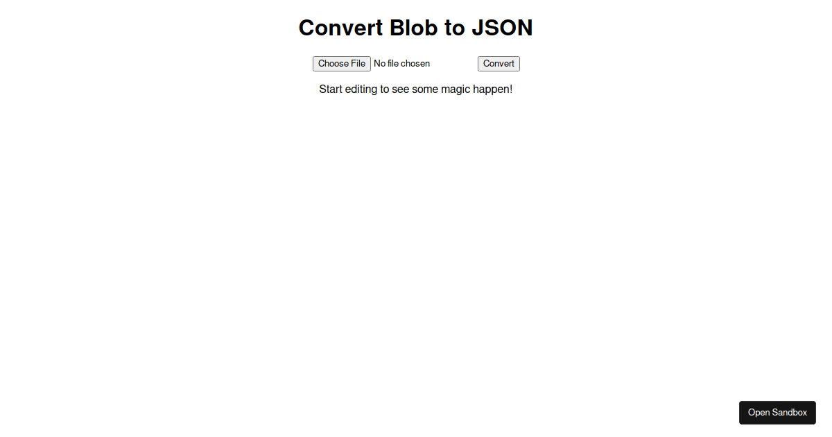 Convert Blob To JSON Codesandbox
